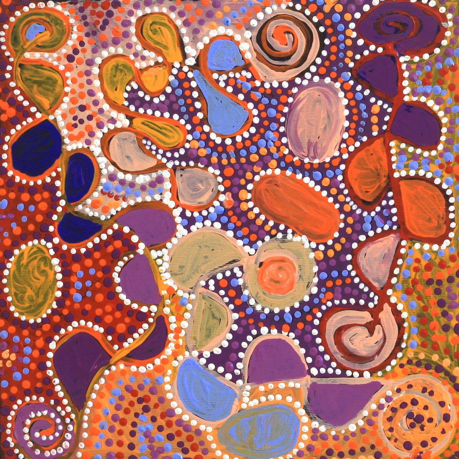 Gayle Napangardi Gibson, Mina Mina Jukurrpa - Ngalyipi, 30x30cm