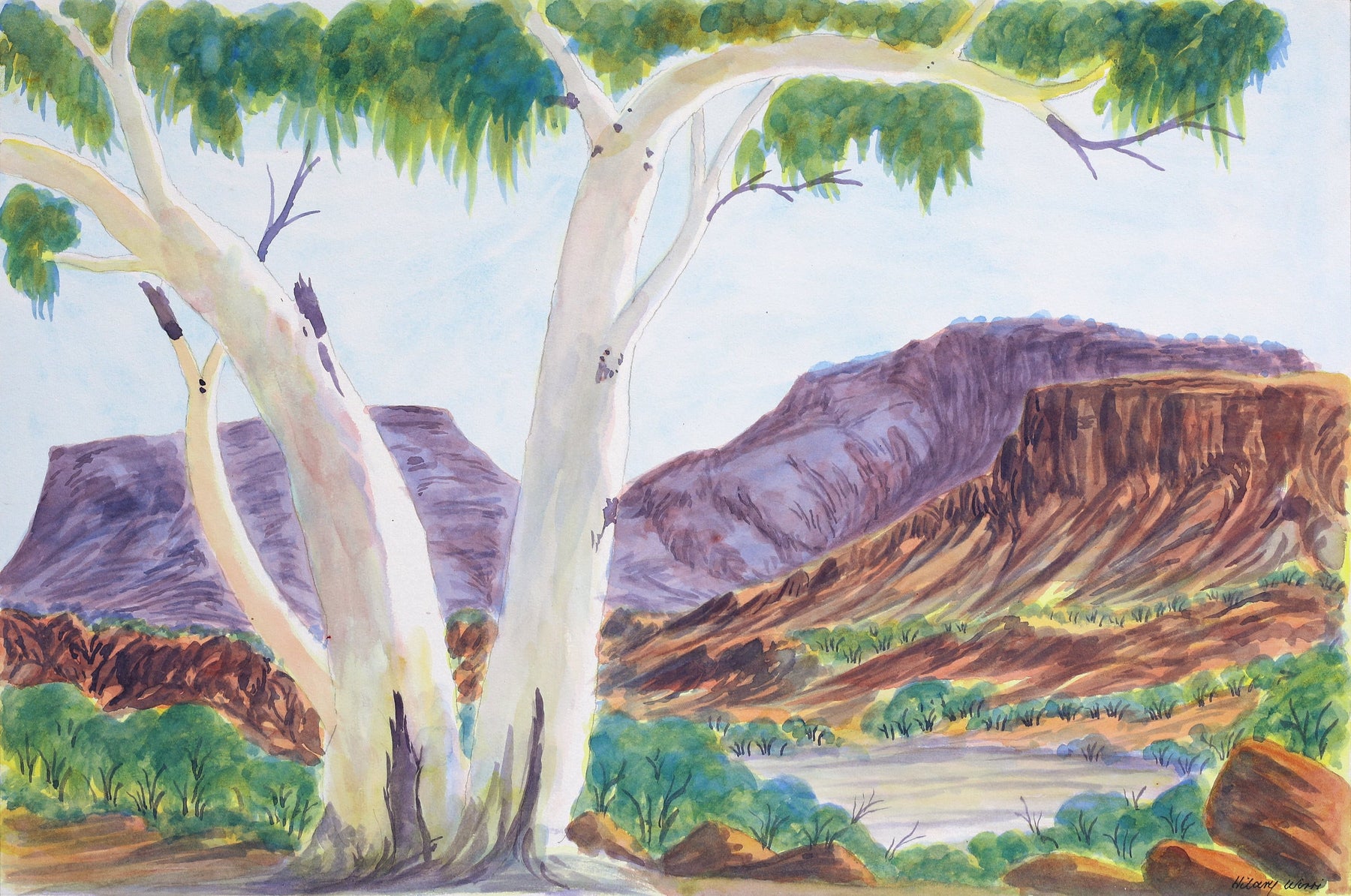 Hilary Wirri - Aboriginal Art | 53.5x35.5cm | 1659 - ART ARK®